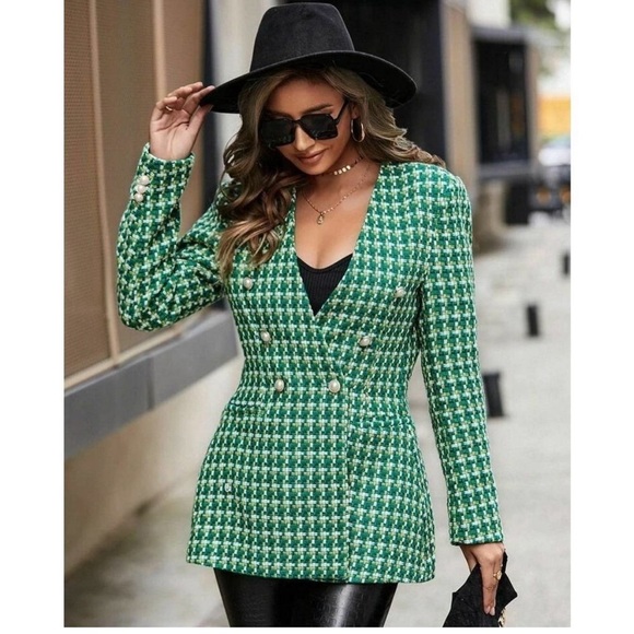 Zara | Jackets & Coats | Zara Houndstooth Textured Double Breasted Blazer | Poshmark